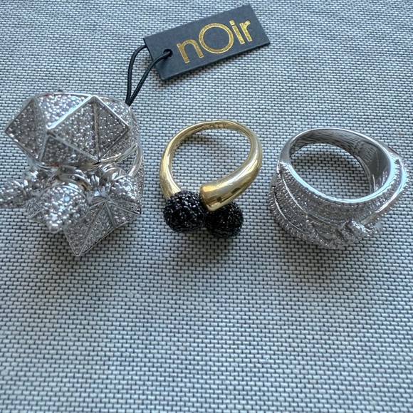 nOir Jewelry | Jewelry | 3 Rings Noir Jewelry Gold And Silver Ring Trio ...